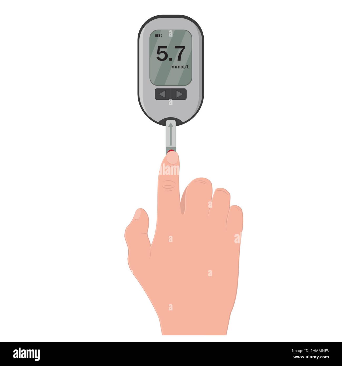 Blood glucose test illustration. Daiabetes blood test, man holding ...