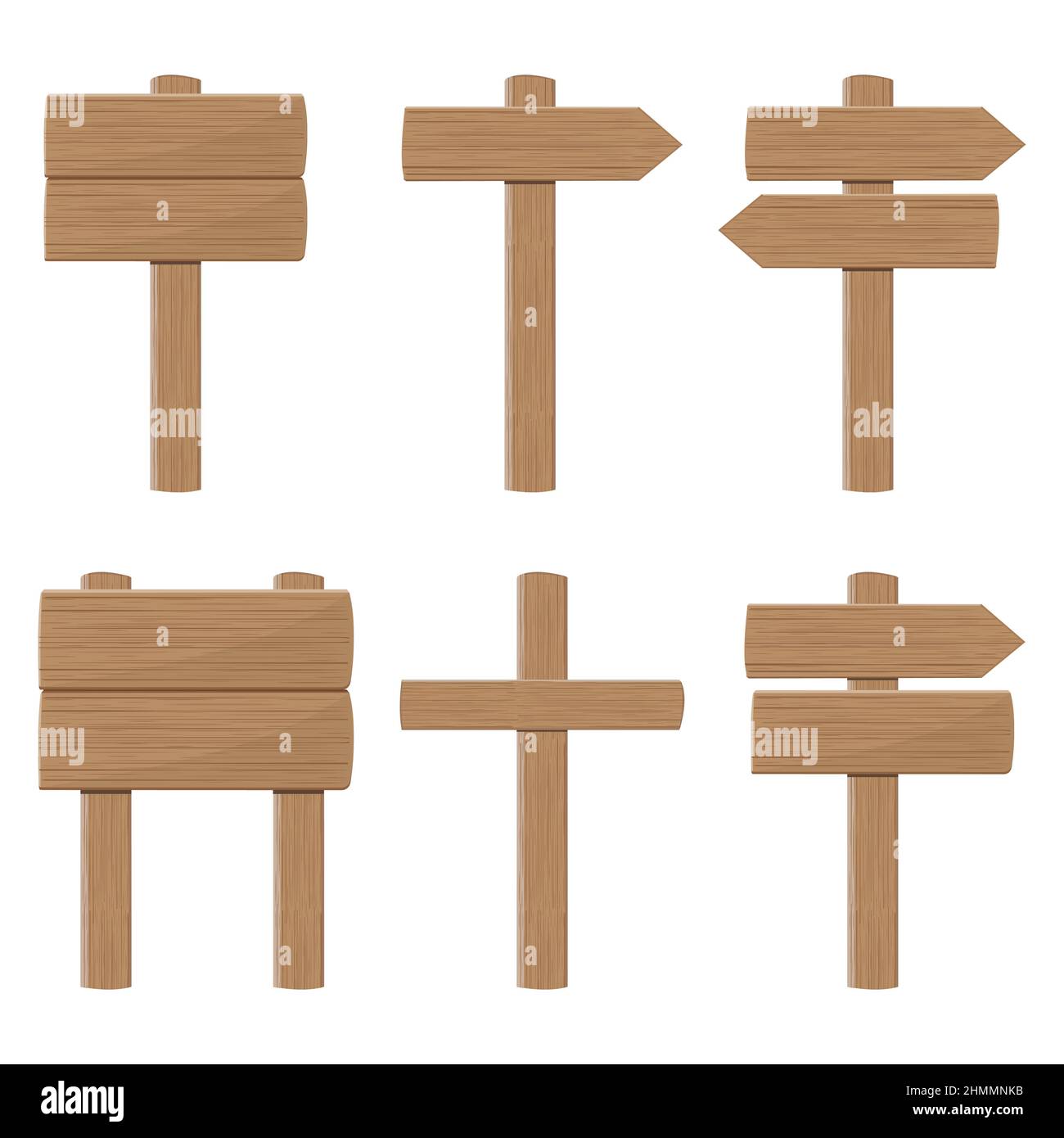 A set of wooden signs and directional arrows. Empty billboards made of ...