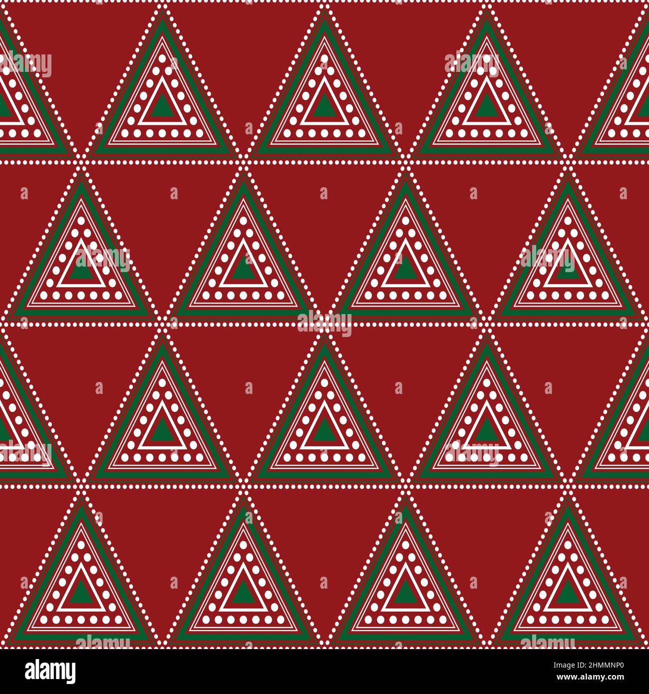 Christmas Green Tree Aztec on Red Background. Vector Illustration Stock ...