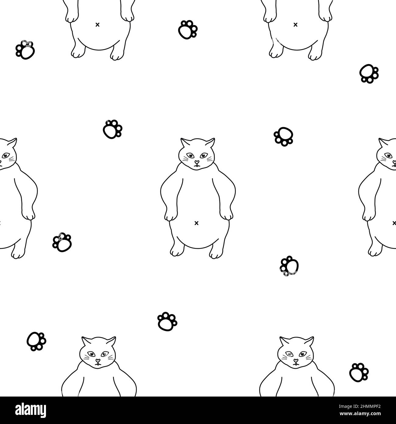 Cat Line Seamless on White Background Vector Illustration Stock Vector ...