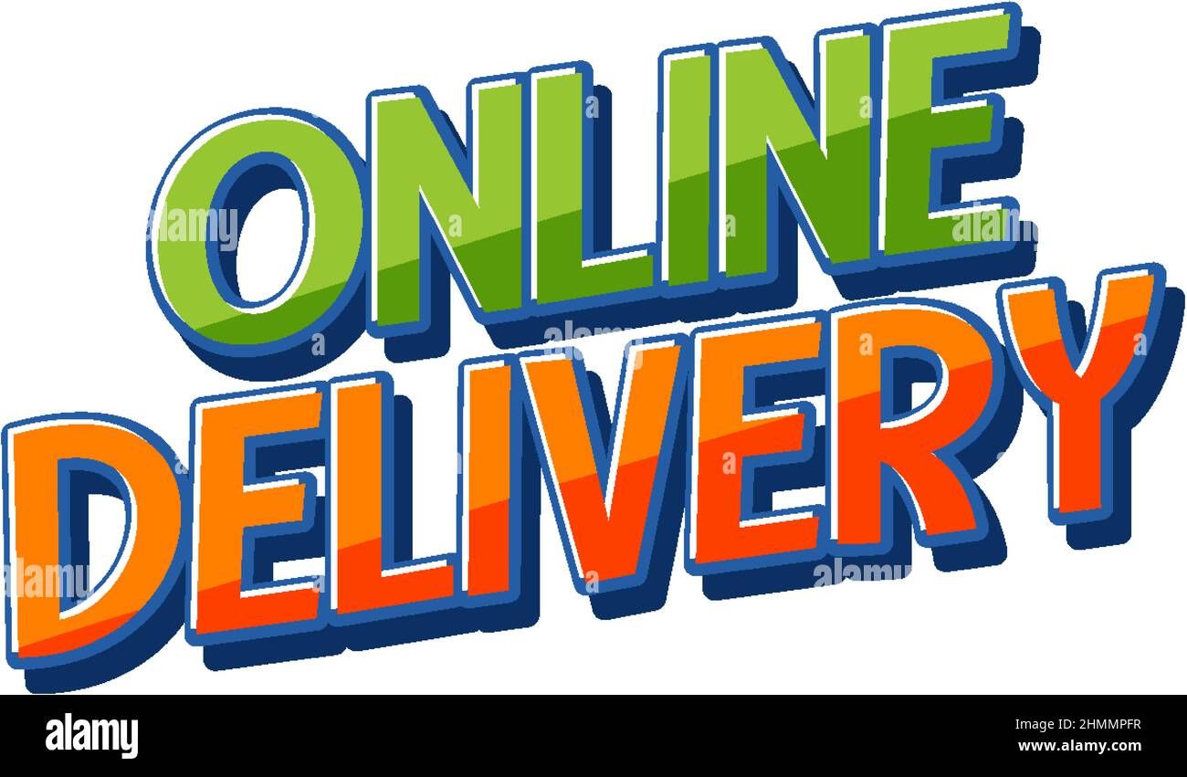 Online Delivery word logo on white background illustration Stock Vector ...