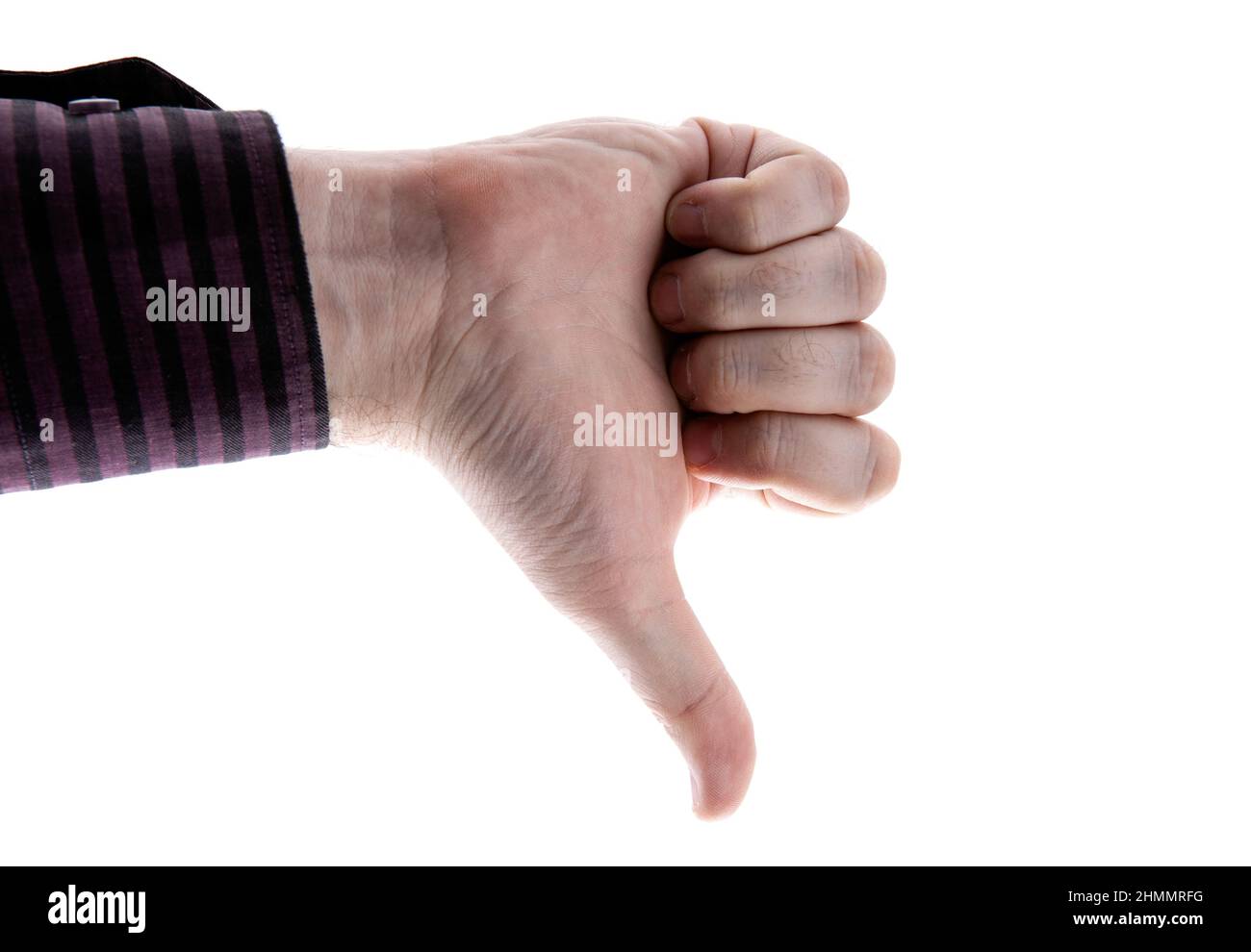 human hand shows dislike sign on a white background Stock Photo - Alamy