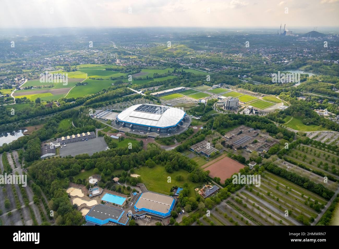 Aerial photo, Schalke Veltins-Arena, Rudi-Assauer-Platz, turf pull-out ...