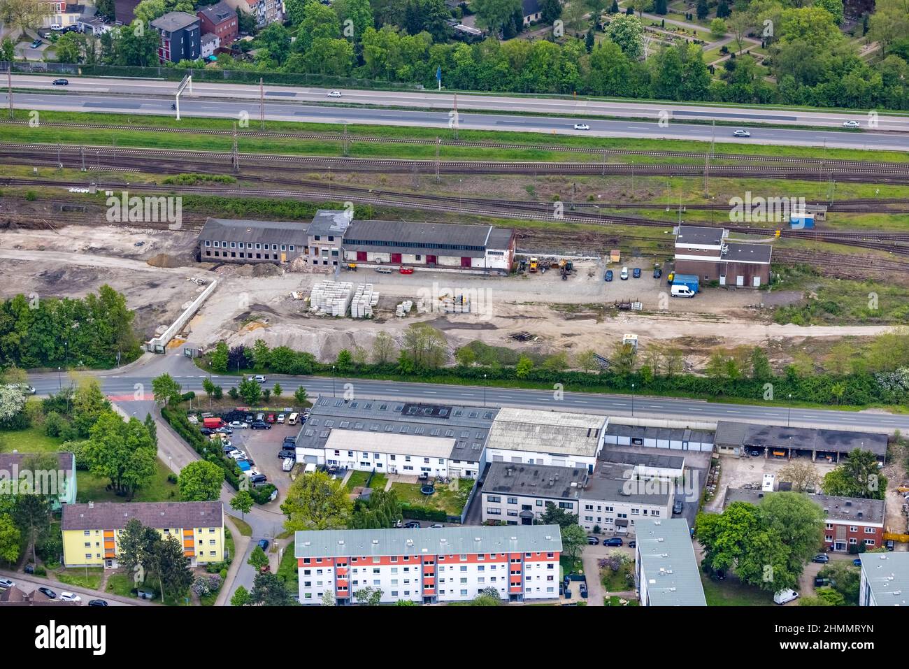 Aerial view, building site and brownfield Parallelstraße, Bismarck ...