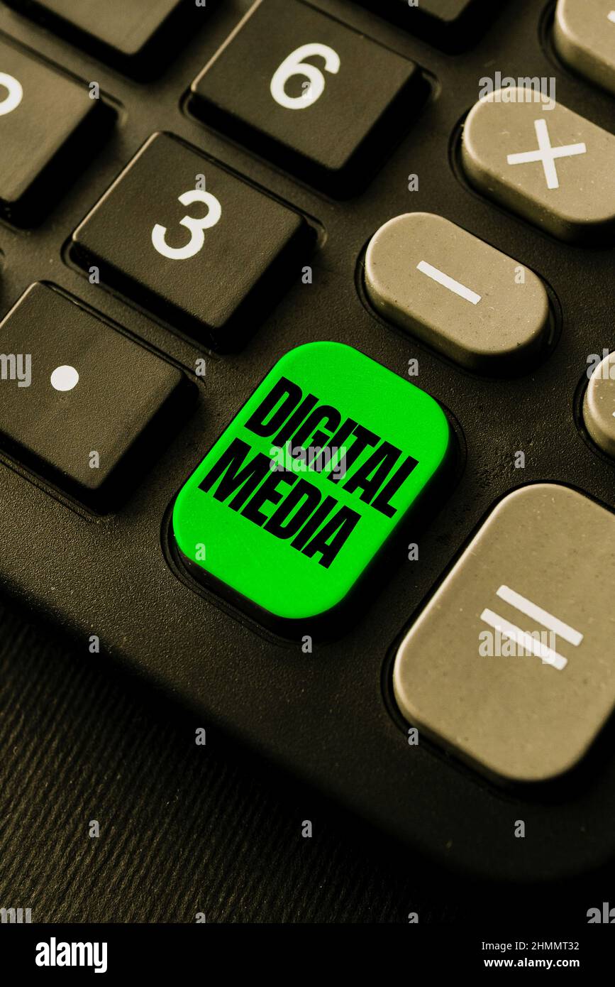 Handwriting text Digital Media. Concept meaning Accessing any digitized ...