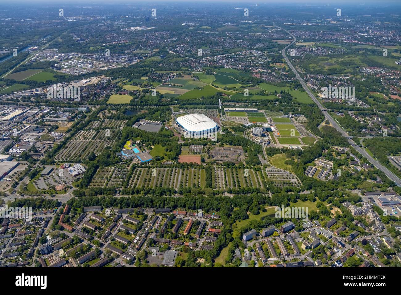Aerial view, ARENA PARK Gelsenkirchen, Bundesliga Stadium Arena auf ...