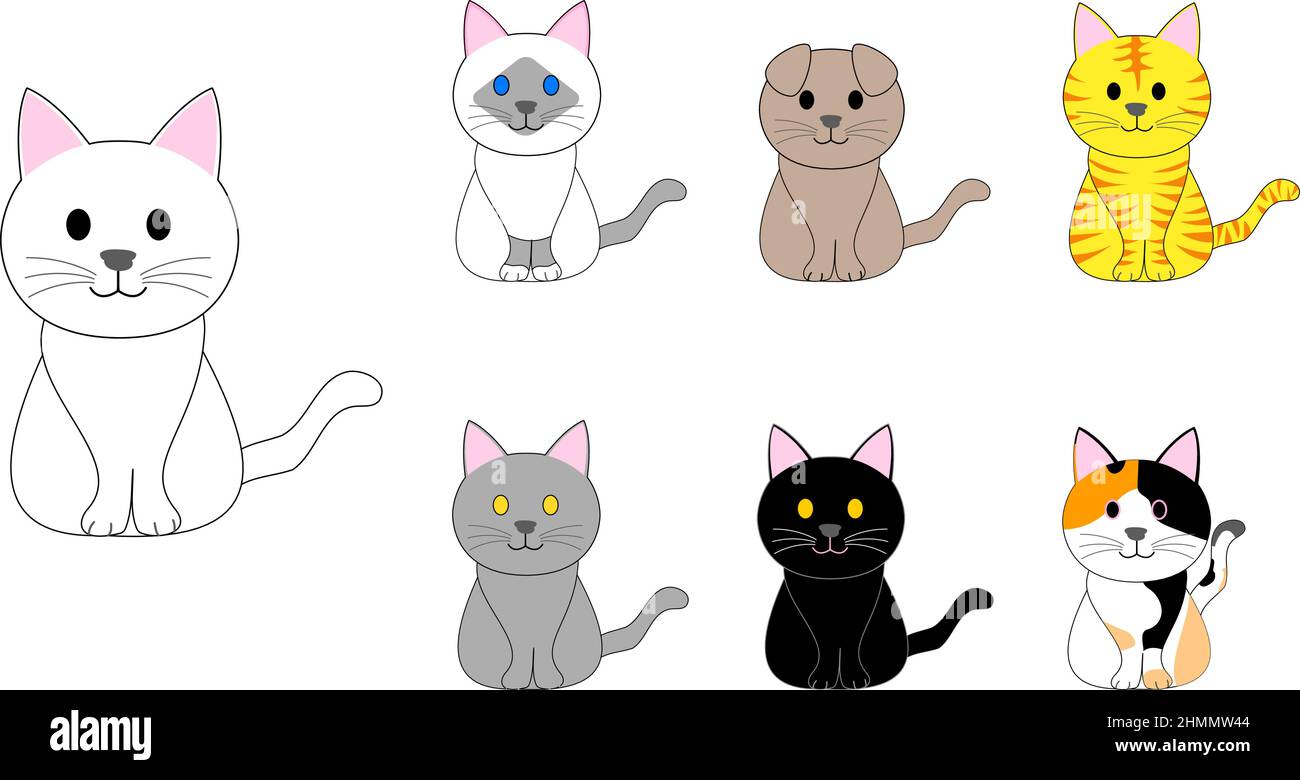 Collection of different cats with background Stock Photo - Alamy