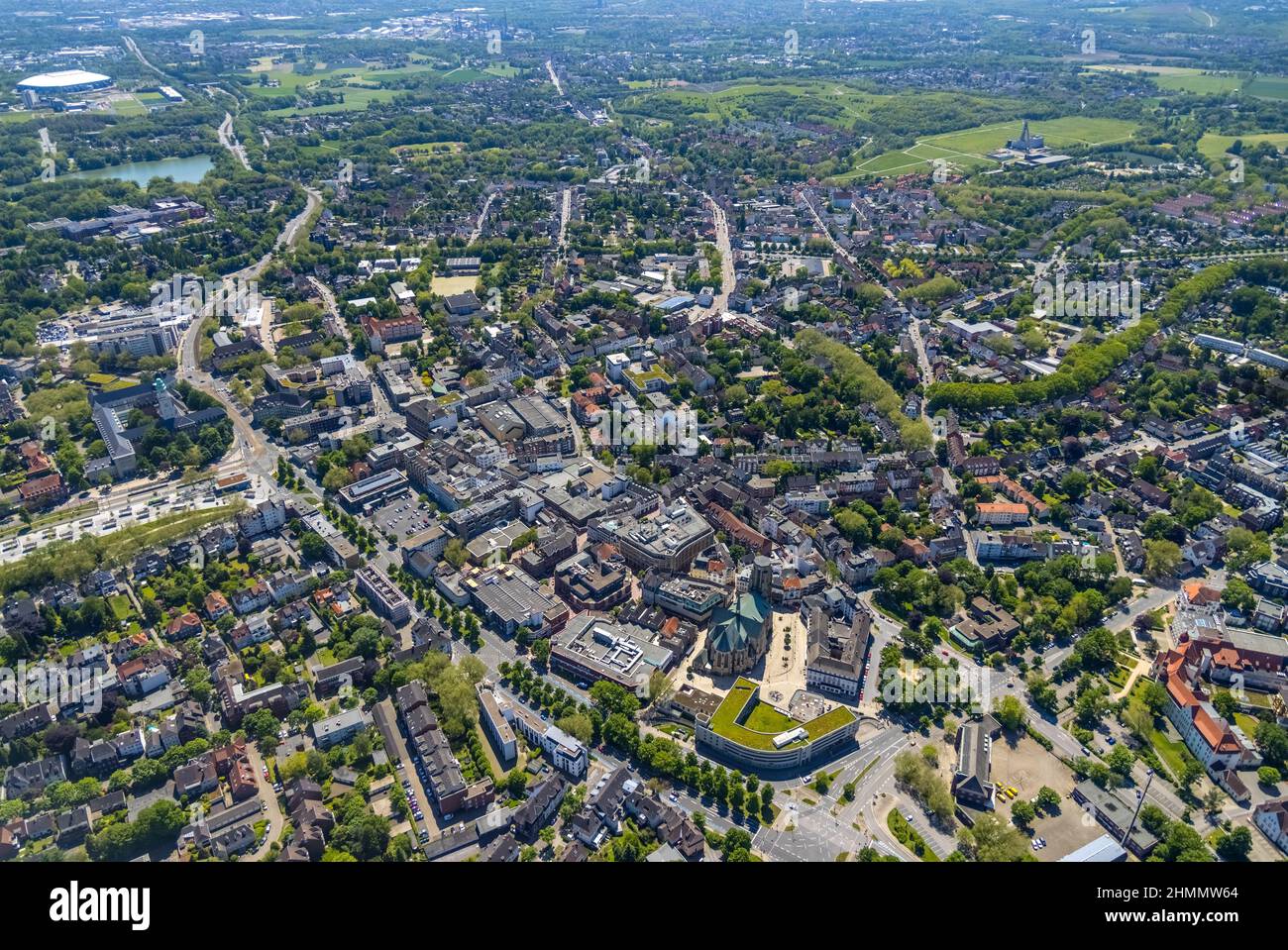 Aerial view, main centre Buer, retail centre, Buer, Gelsenkirchen, Ruhr ...