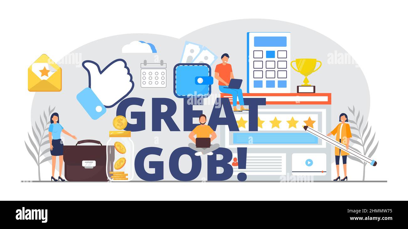 Now hiring, great gob vector illustration. Startup, gob interview ...