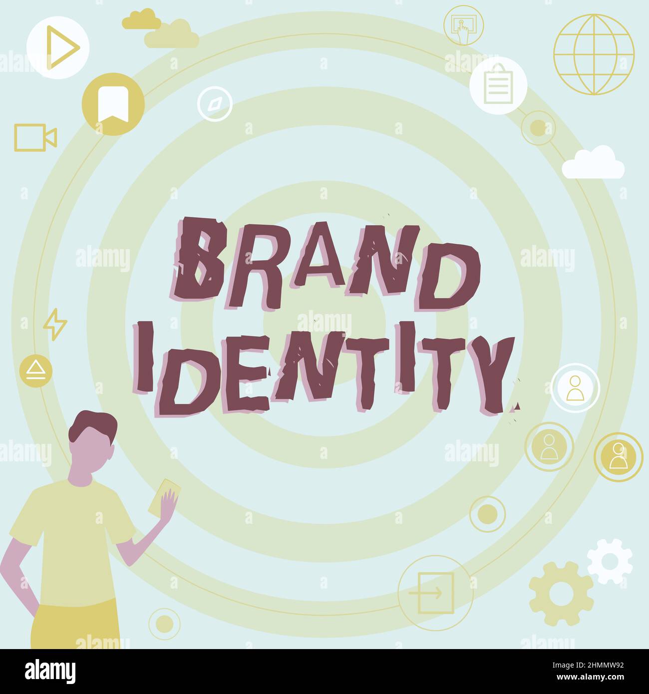 Hand writing sign Brand Identity. Internet Concept visible elements of ...