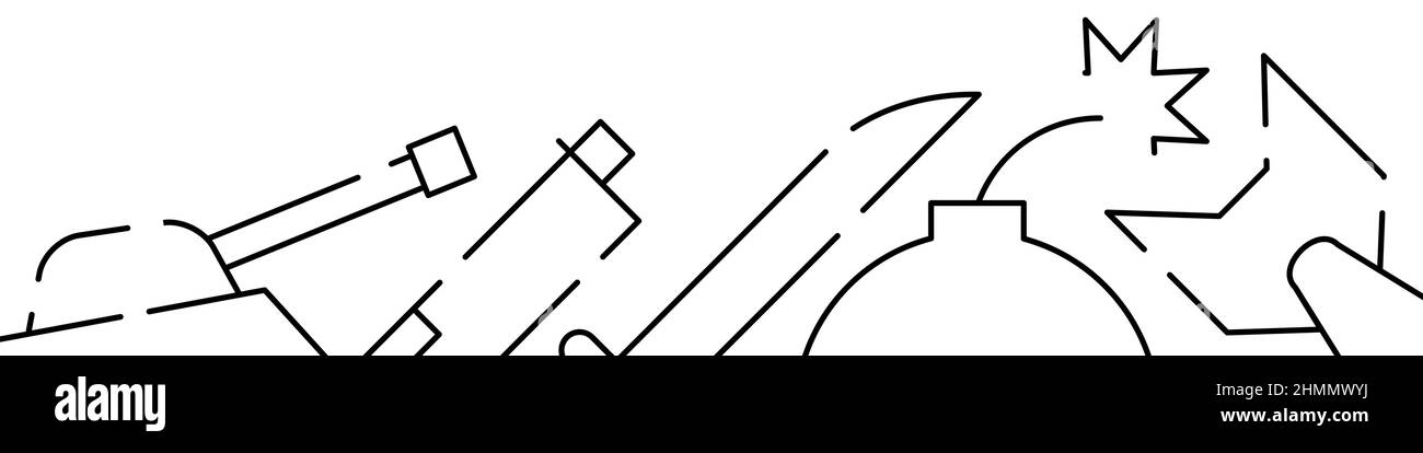 Military, army, war related horizontal banner or bottom border template ...