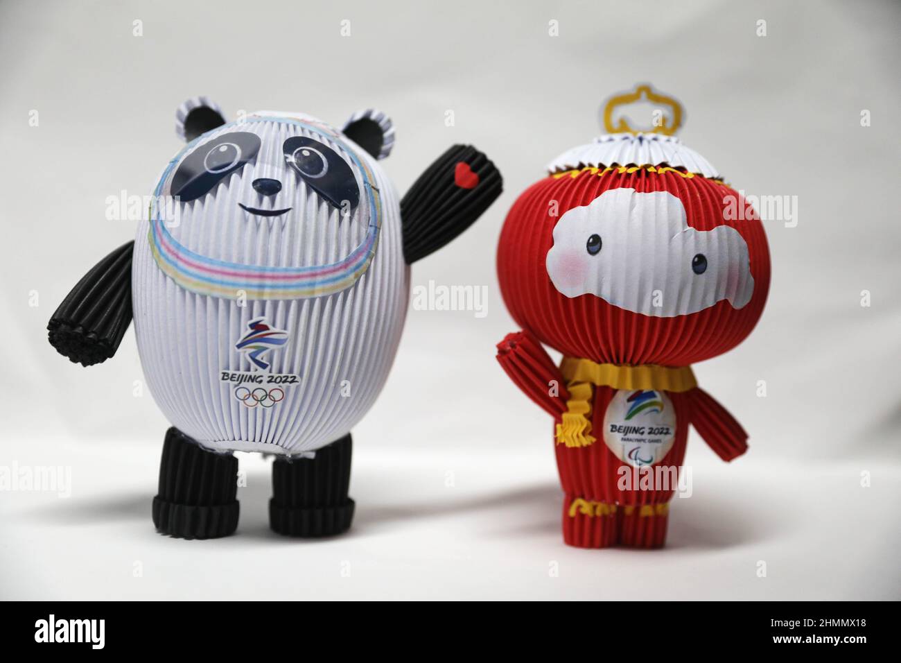 Shenyang. 10th Feb, 2022. Photo taken on Feb. 10, 2022 shows mascots of Beijing 2022 Olympic ...