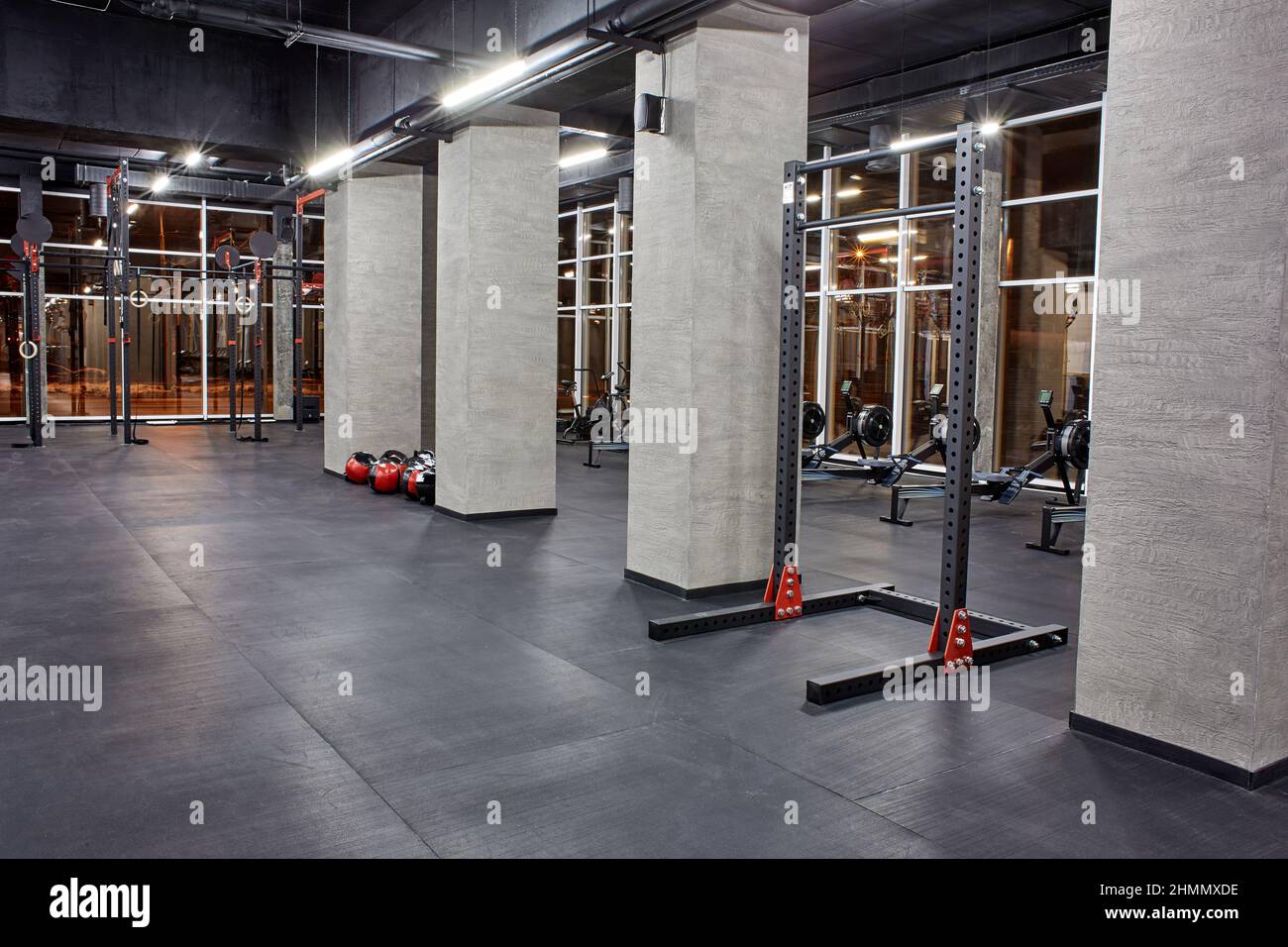 Various exercise machines for physical training and section for ...