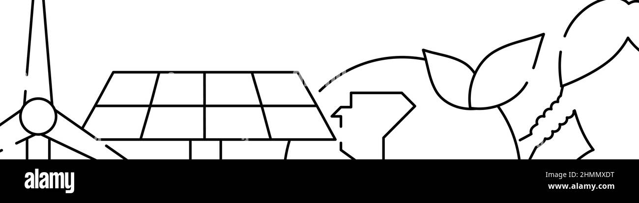 Ecology, green energy related horizontal banner or bottom border ...