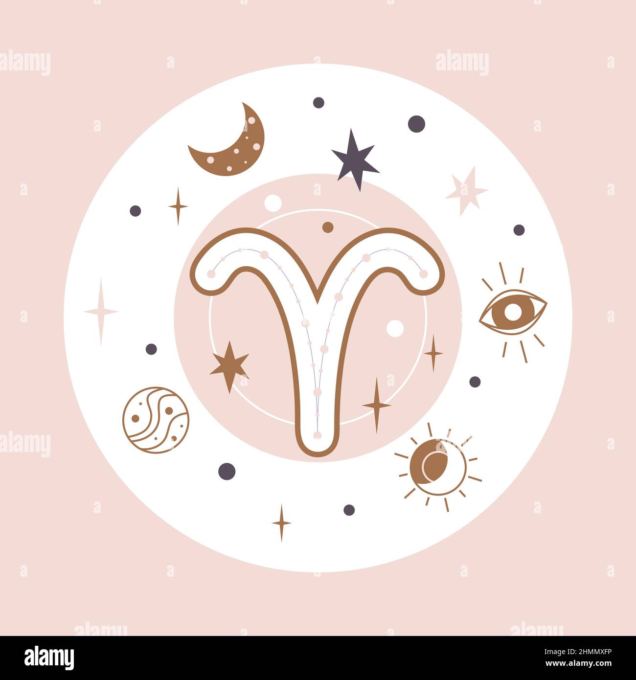 Aries Horoscope sign vector - Zodiac astrology element. Esoteric symbol ...