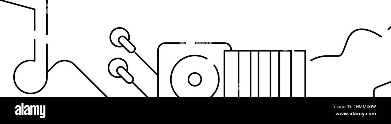 Music related horizontal banner or bottom border template background ...