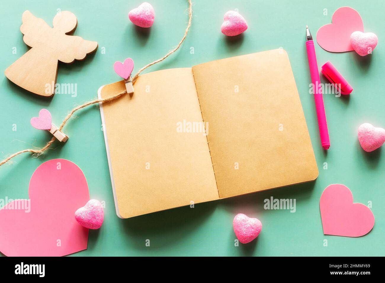 blank notepad with place for text on valentines background concept ...