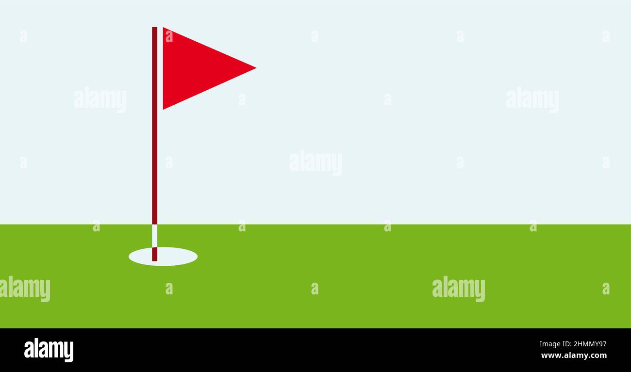 Golf course with hole and flag. Simple background with copy space Stock ...