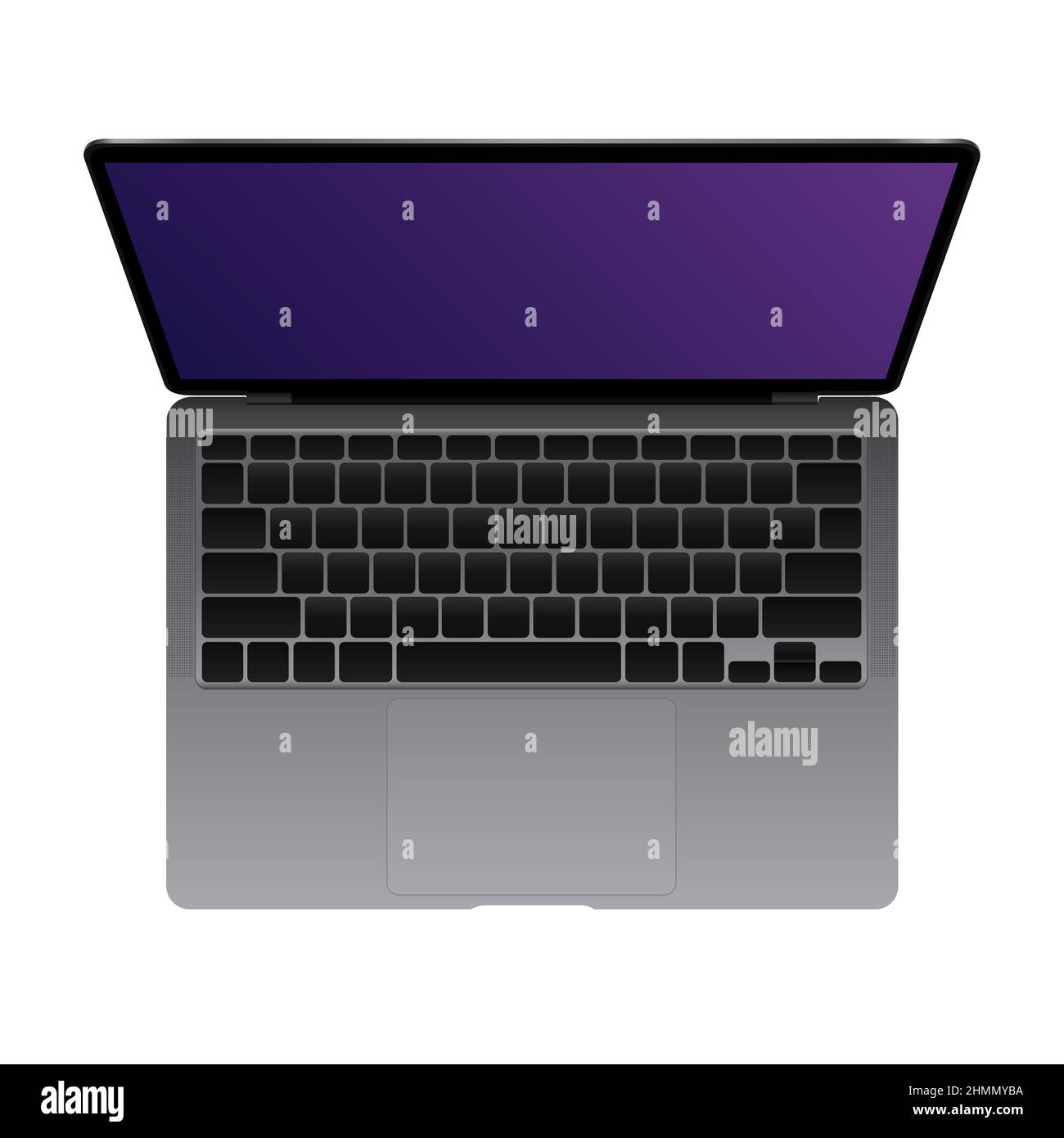 Open Laptop Top View. Cutout Model 2020 on White Background. Vector ...