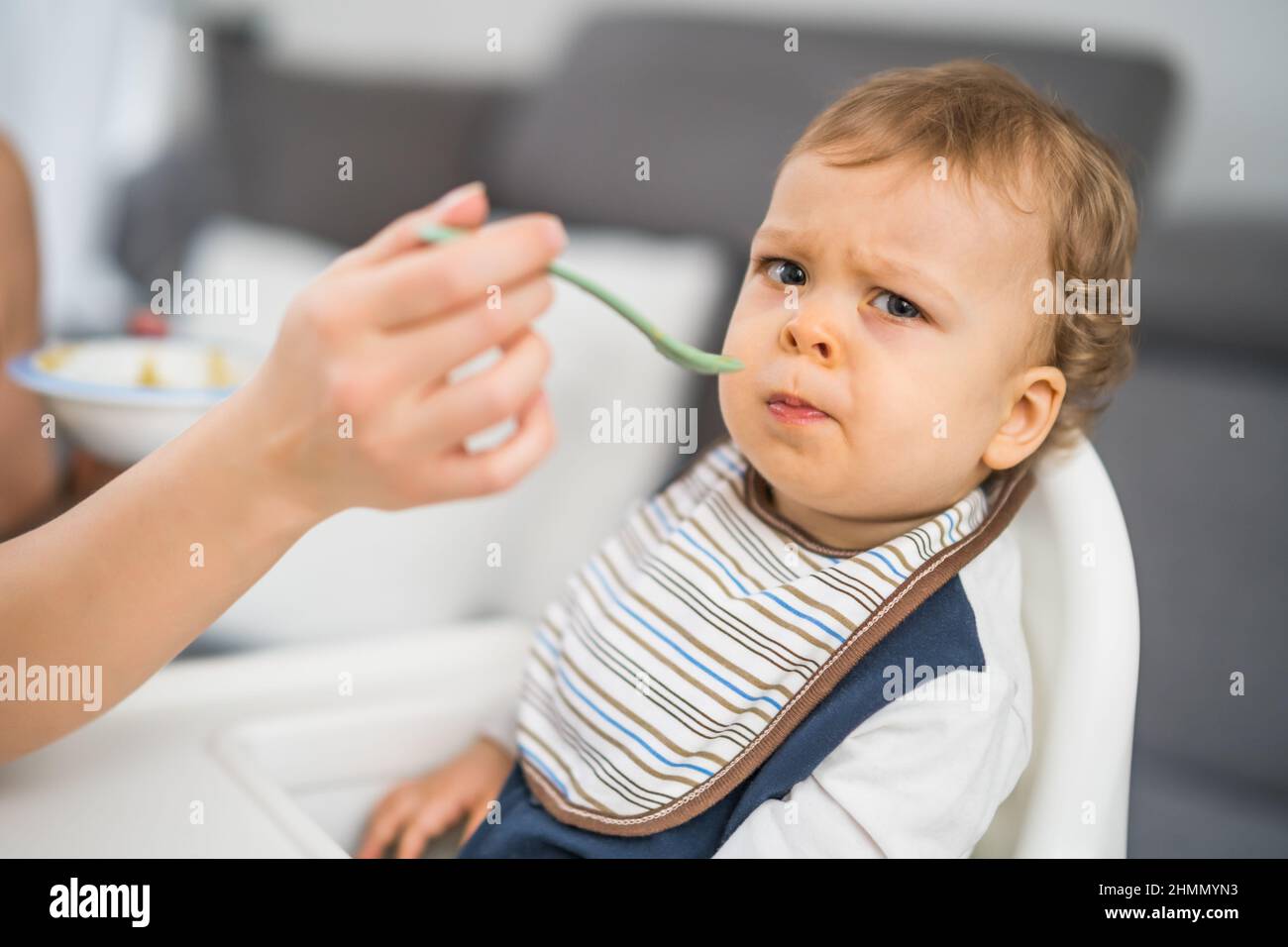 Baby boy refusing food hi-res stock photography and images - Alamy