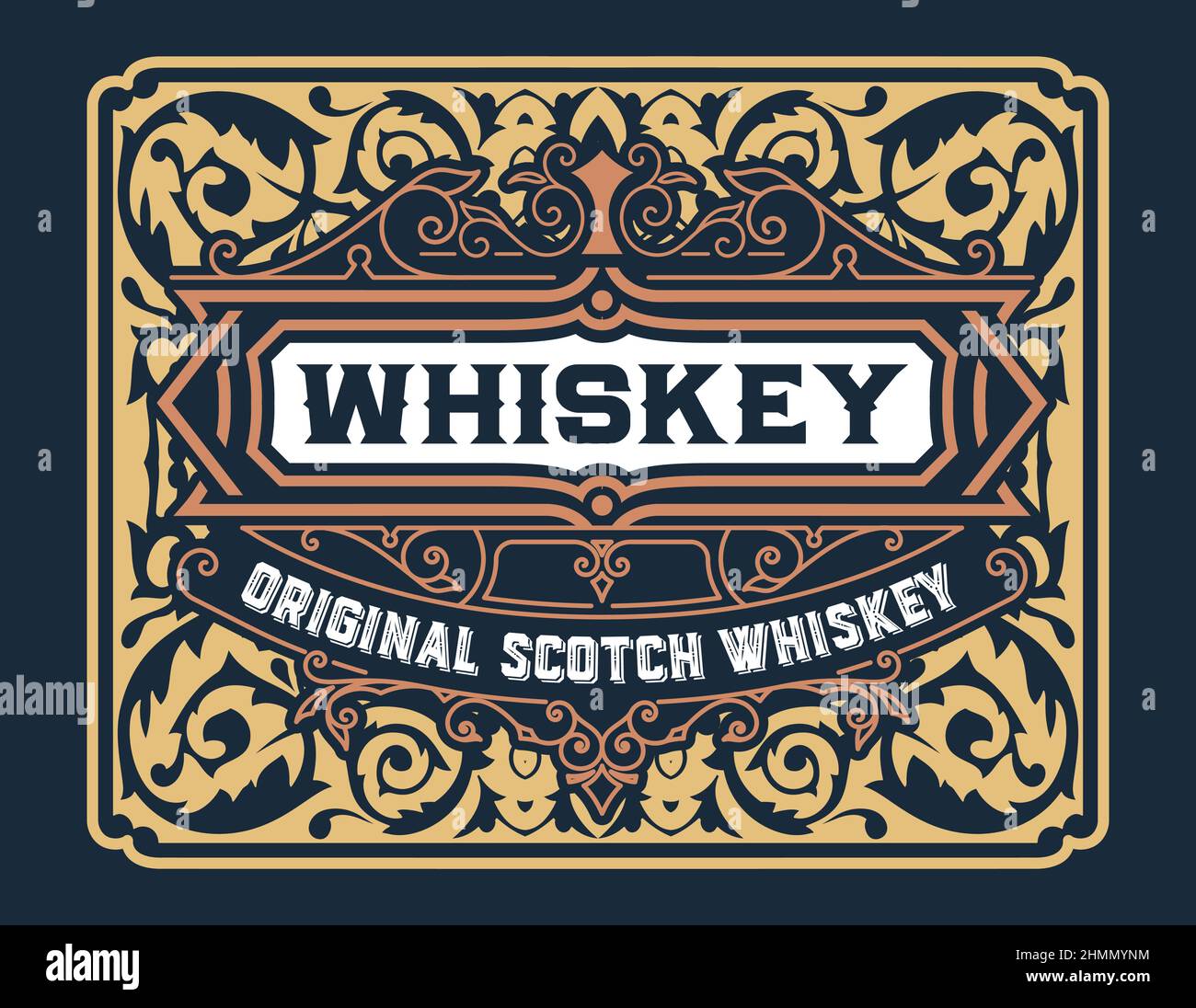 Whiskey label with old frames Stock Vector Image & Art - Alamy