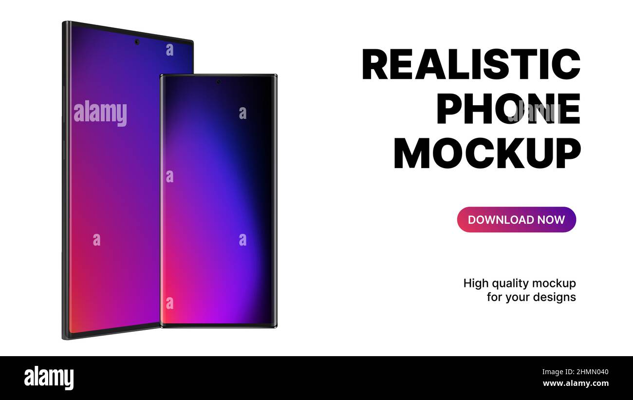 Realistic Phone Mockup on White Background. Minimalistic Banner with ...