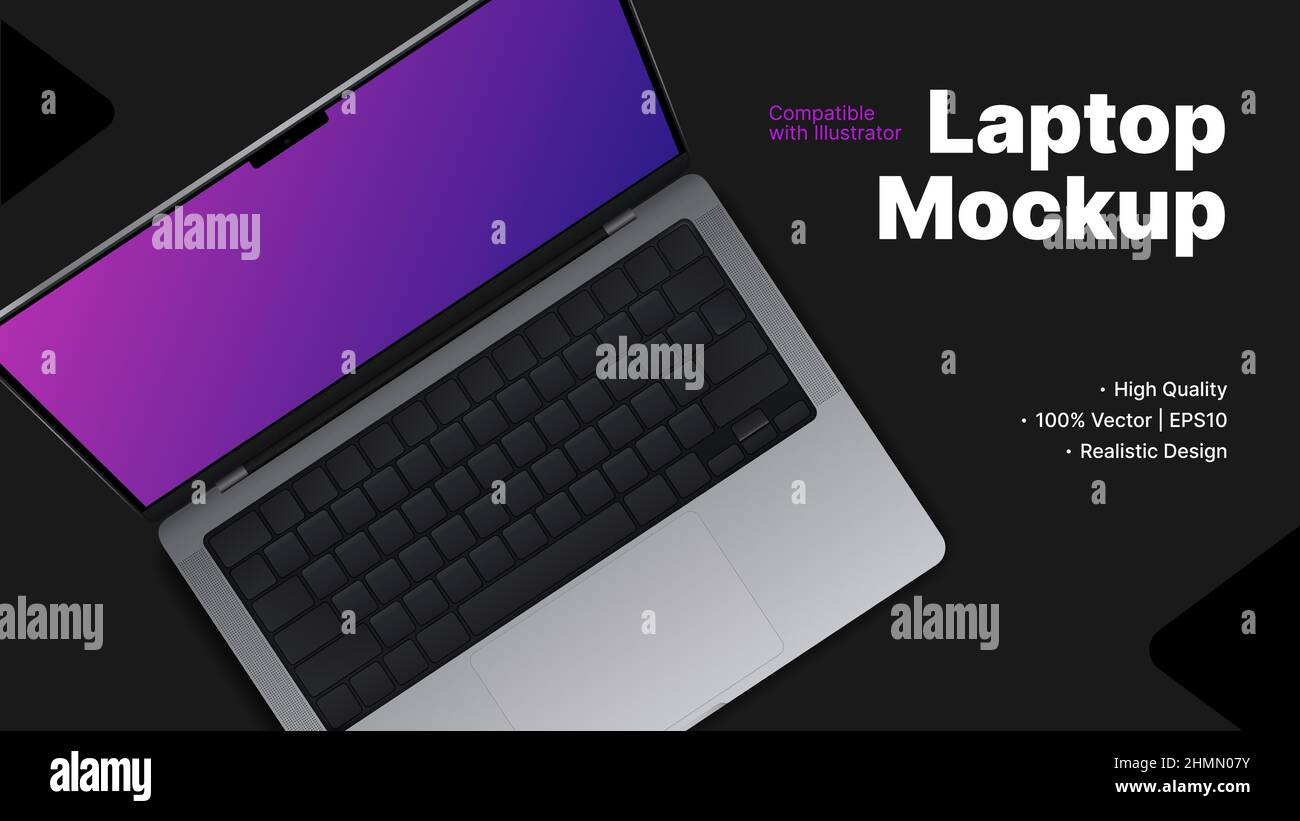 Laptop Mockup. Realistic Design for Advertisement Banner. Dark ...