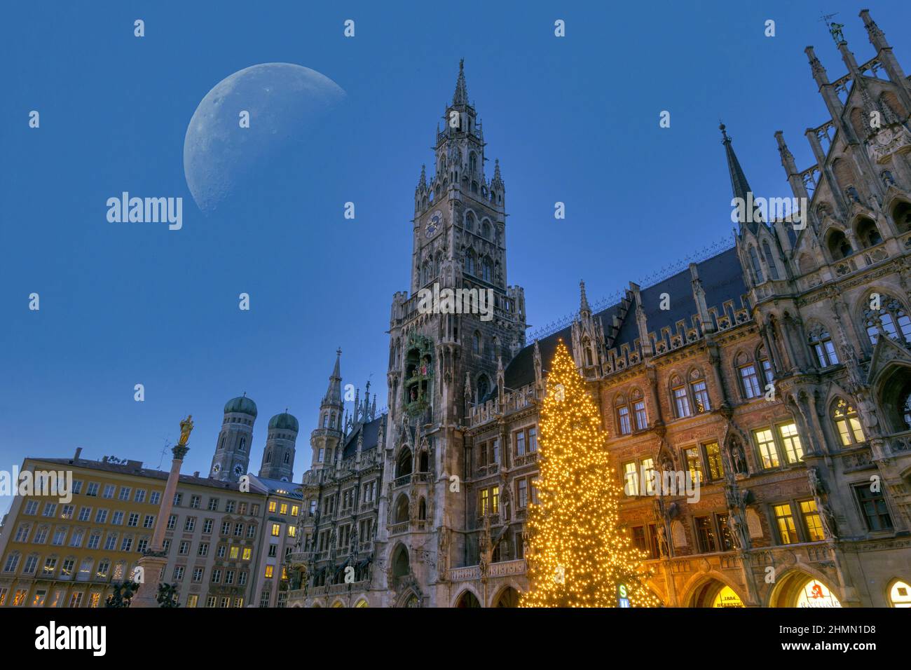 Moon and new city hall hi-res stock photography and images - Alamy
