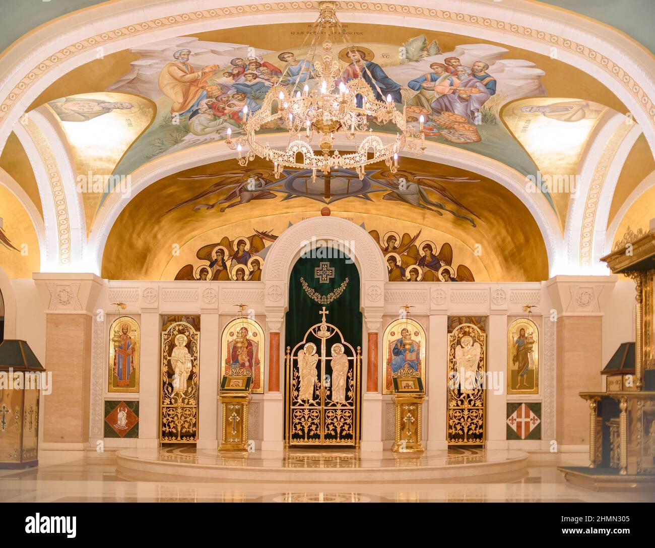 BELGRADE, SERBIA - July 21 2019: The church altar of Crypt of the ...