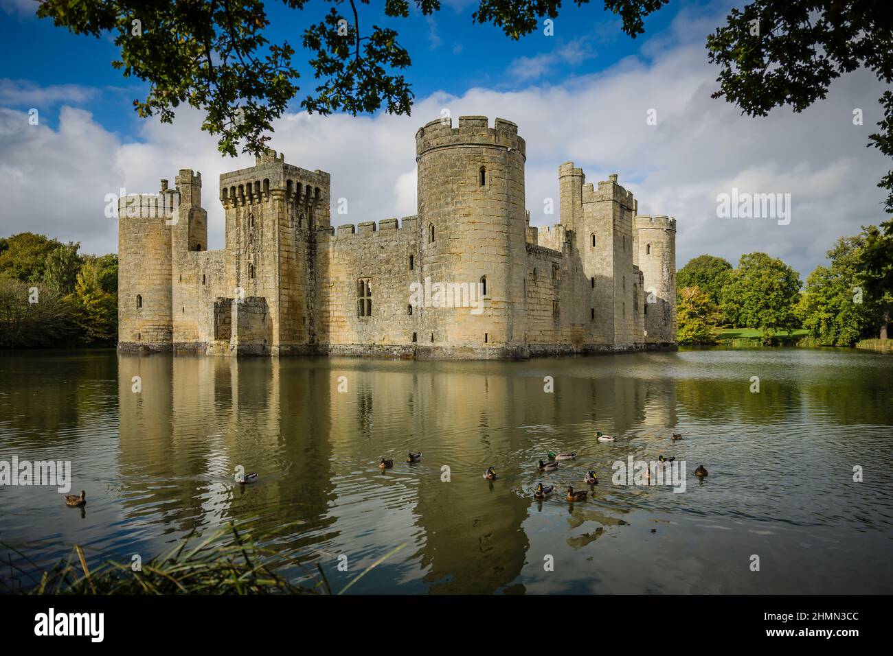 Bodiam Castle, 14th-century moated castle, East Sussex, UK Stock Photo ...