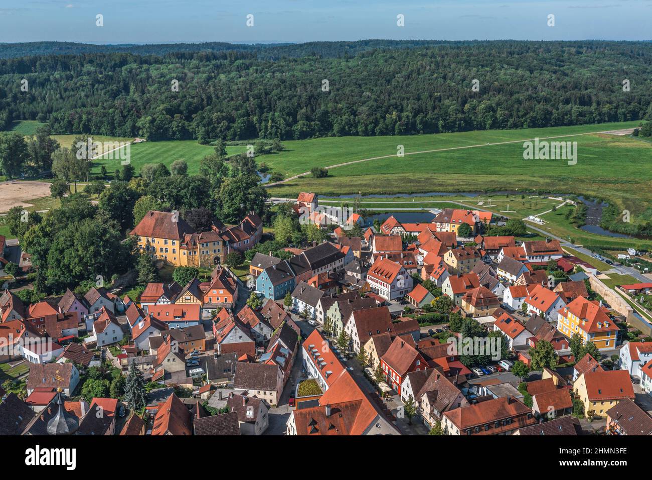 Aerial view to Wassertrüdingen in Middle Franconia Stock Photo - Alamy