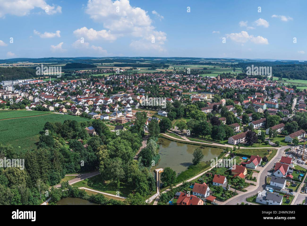 Aerial view to Wassertrüdingen in Middle Franconia Stock Photo - Alamy