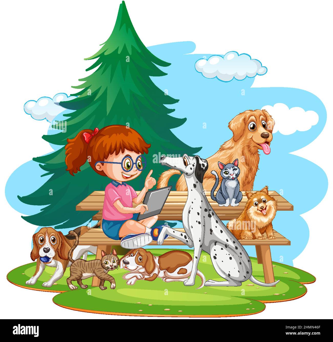 Children playing with many dogs illustration Stock Vector Image & Art ...