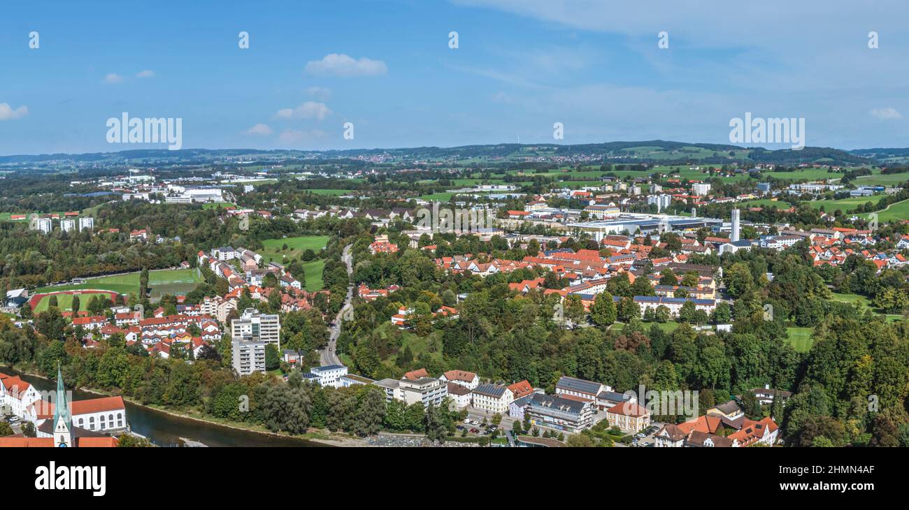 Aerial view to Kempten - central town of the Allgäu and one of the ...