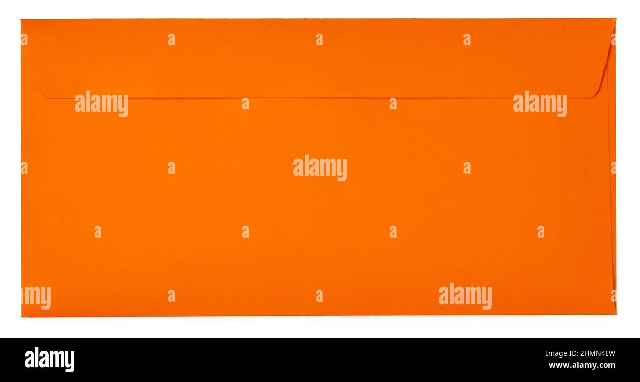 Orange envelope on a white background Stock Photo - Alamy