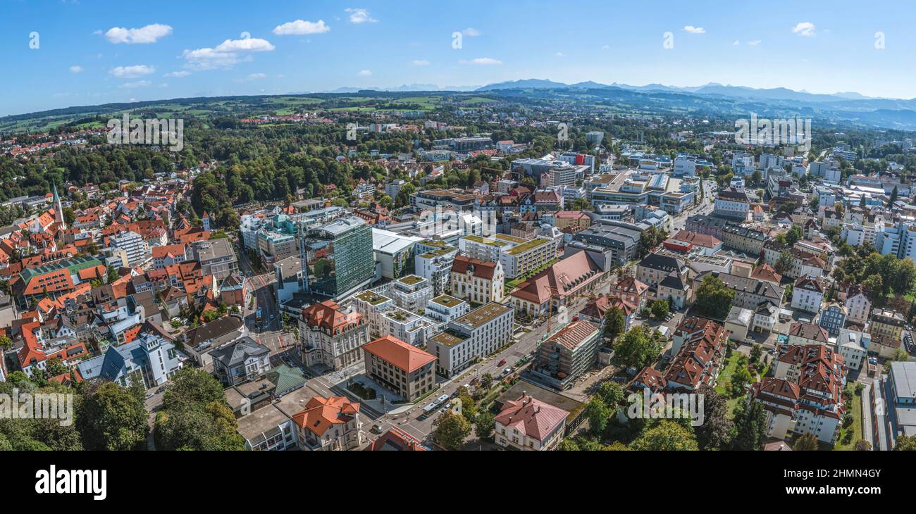 Aerial view to Kempten - central town of the Allgäu and one of the ...