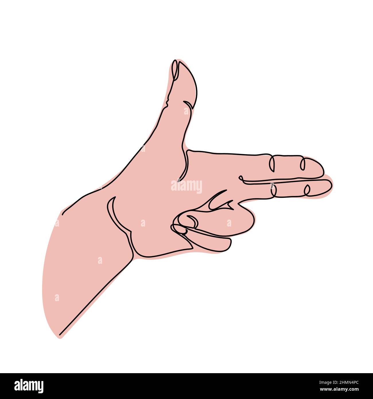Bang bang gesture, vector hand action. One continuous line art drawing ...