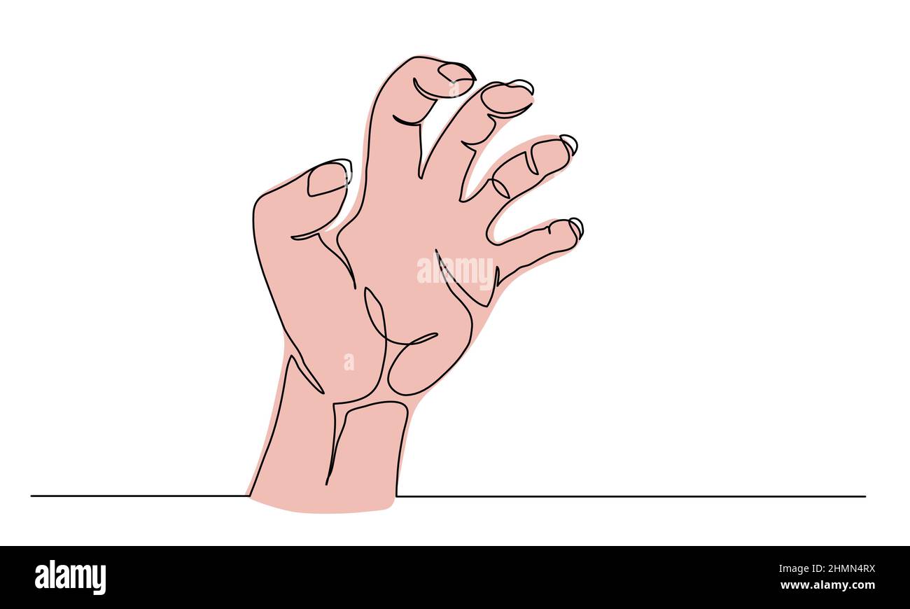 Scary arm, spooky arm gesture. One continuous line art drawing vector ...