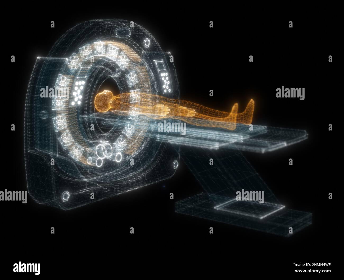 Digital MRI scan with patient Hologram. Medicine and Technology Concept ...