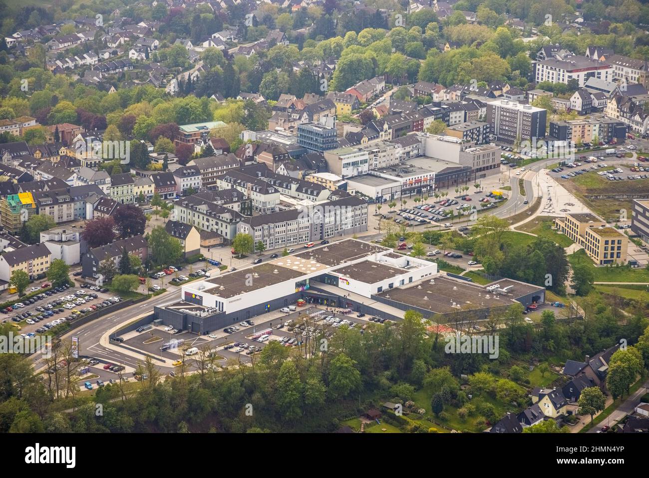 Aerial view, shopping centre Forum Hitzbleck, construction site and new ...