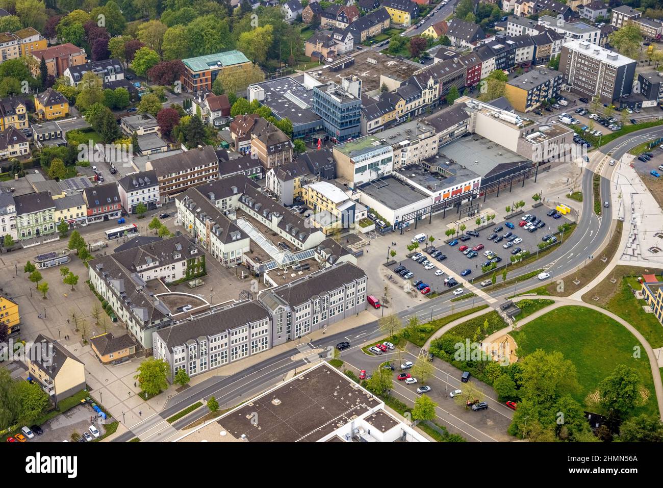 Aerial view, City with Rathaus Center and Basildonplatz, Leubeck ...