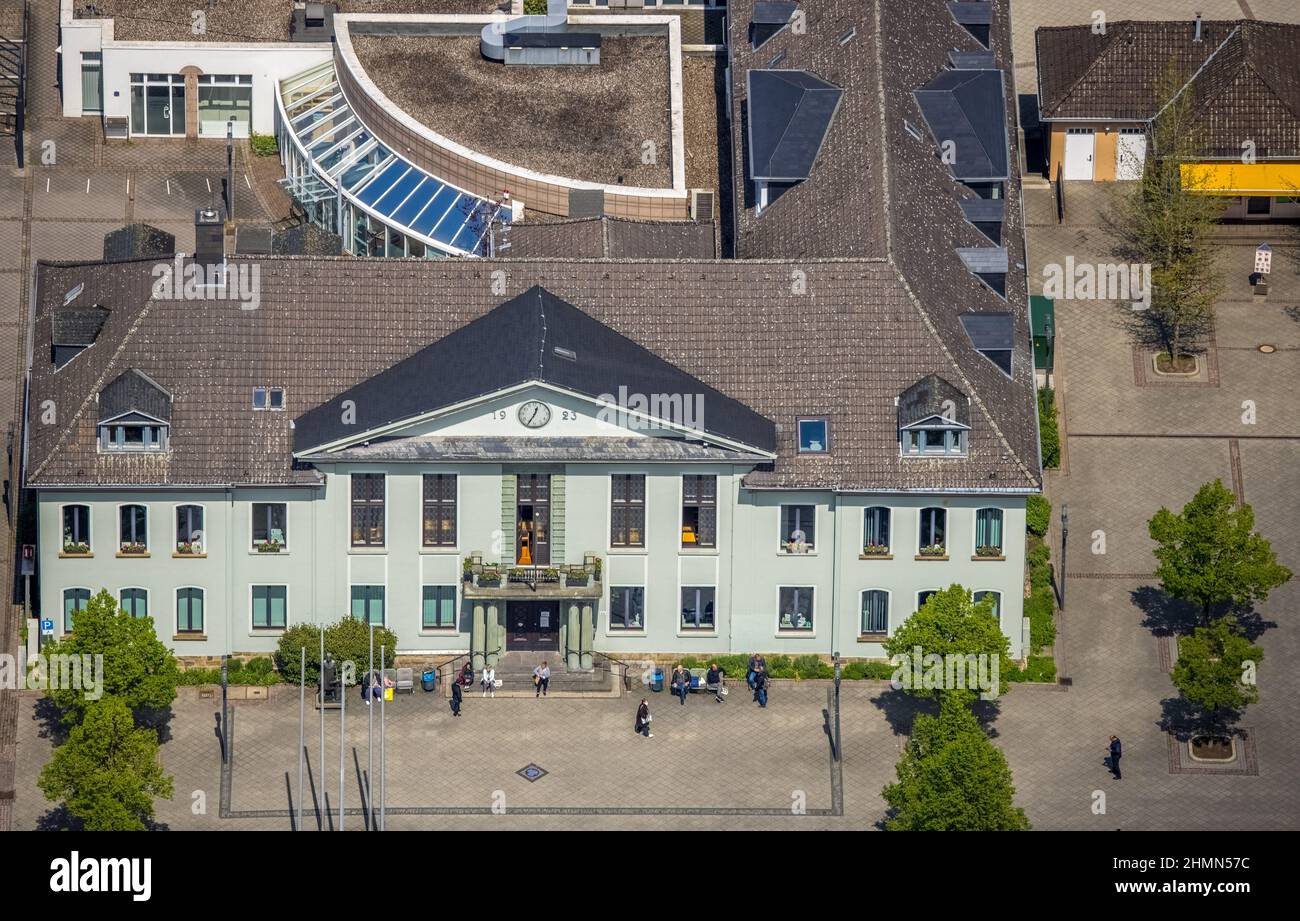 Aerial view, city hall, Leubeck, Heiligenhaus, Ruhr area, North Rhine ...