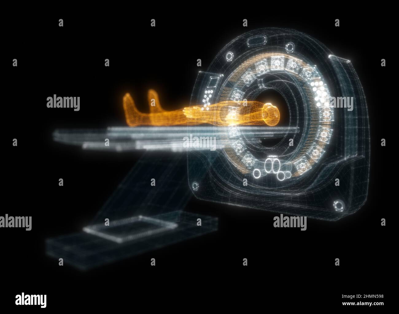 Digital MRI scan with patient Hologram. Medicine and Technology Concept ...