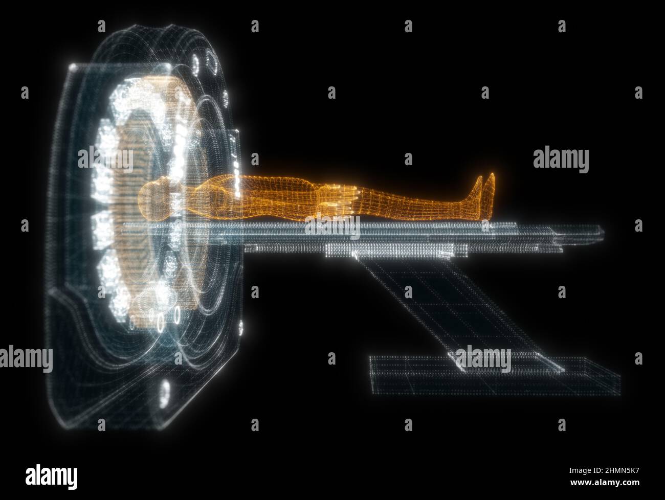 Digital MRI scan with patient Hologram. Medicine and Technology Concept ...