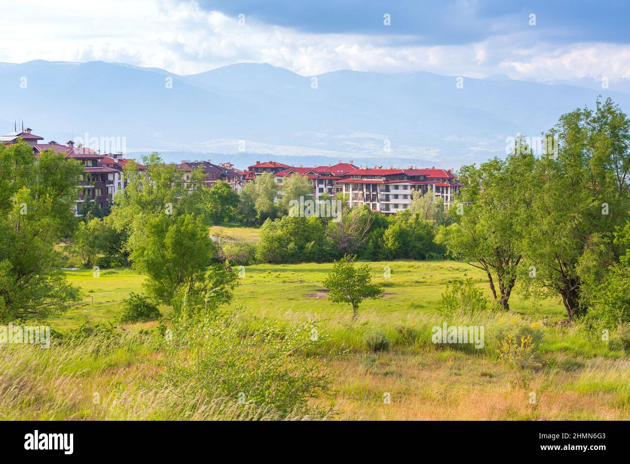 Bansko, Bulgaria summer town panorama of bulgarian ski resort and ...