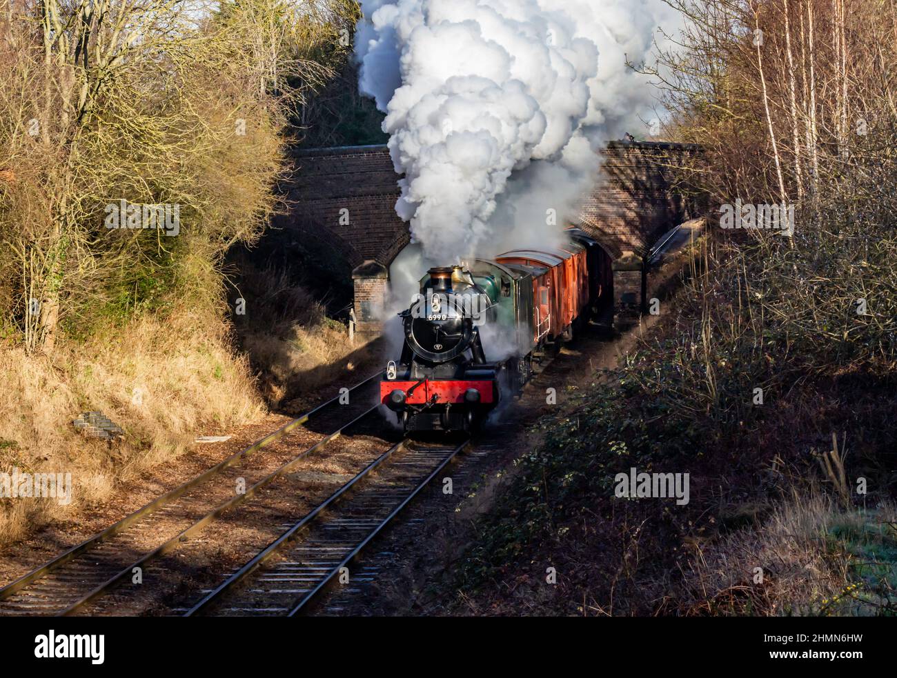 GWR Hall locomotive 4-6-0 No.6990 hauling a Freight train on the Great ...
