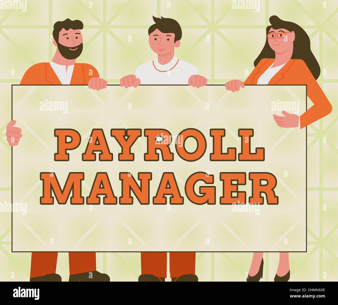 Writing displaying text Payroll Manager. Business showcase Maintains ...