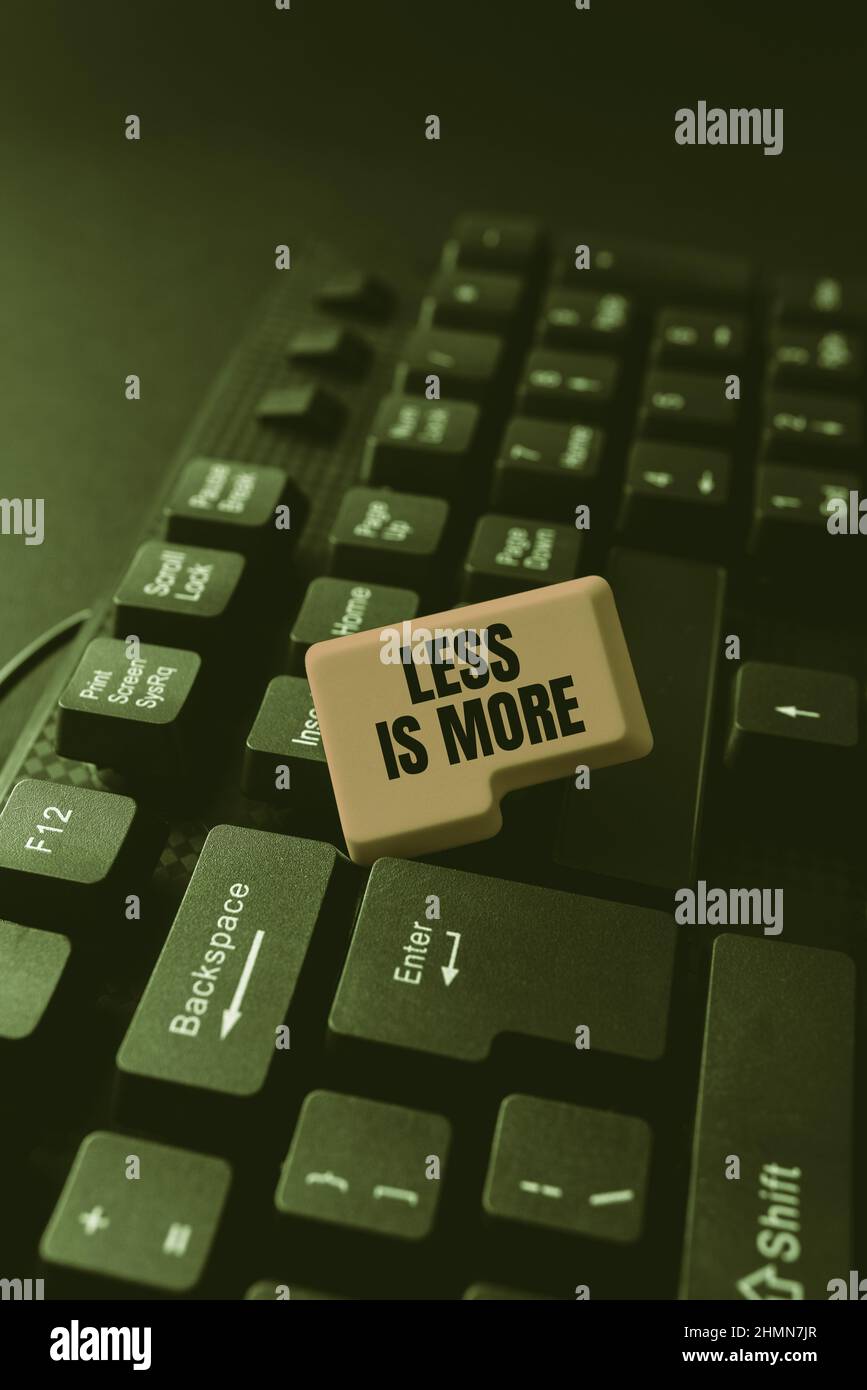 Handwriting text Less Is More. Conceptual photo used to express a ...