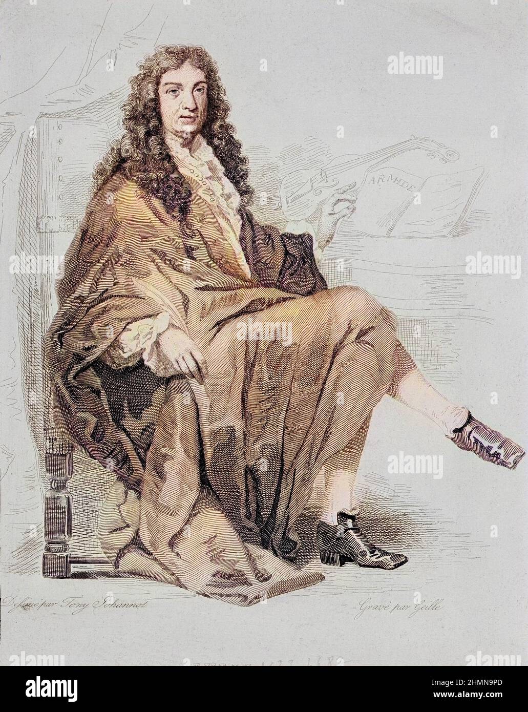 Portrait of Jean-Baptiste Lully engraving 19th century - Portrait de ...