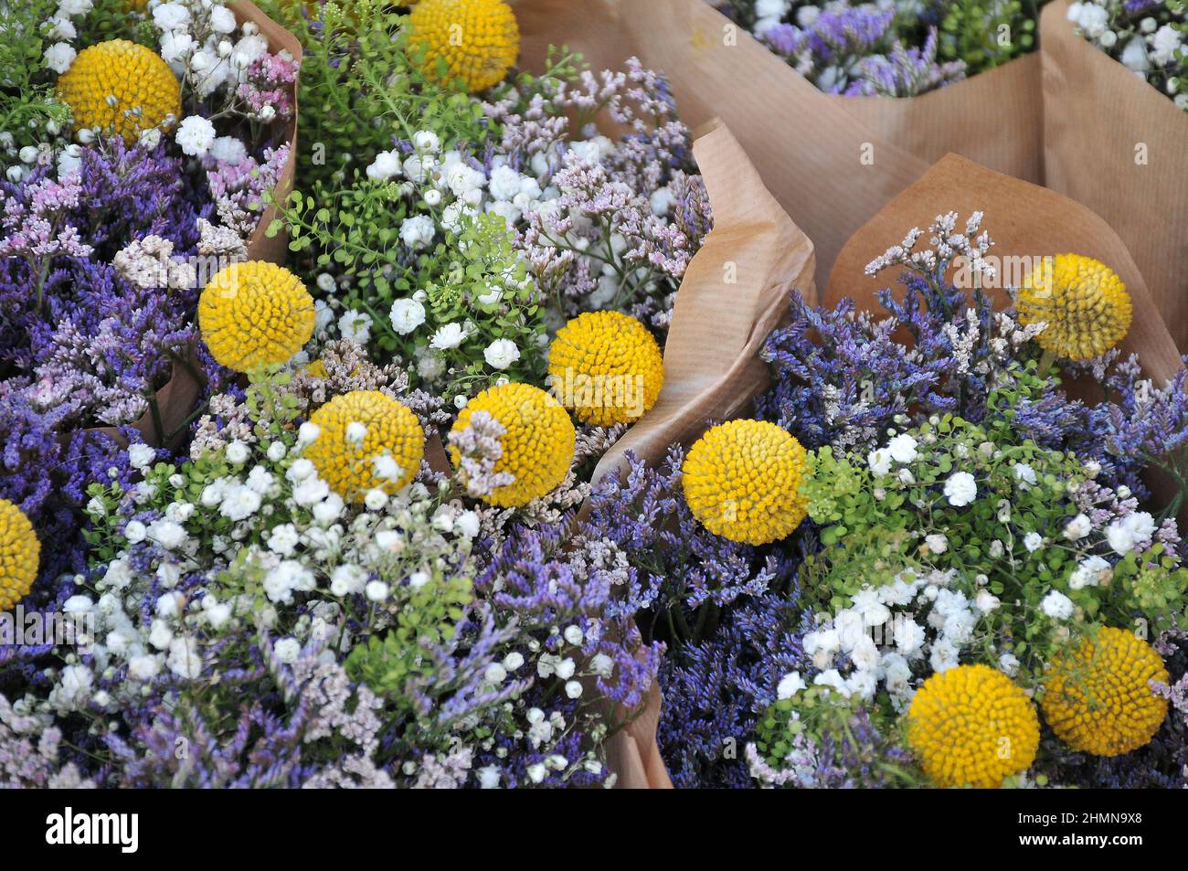 Copenhagen/Denmark./11 February 2022/.Various flowers bouquest display ...